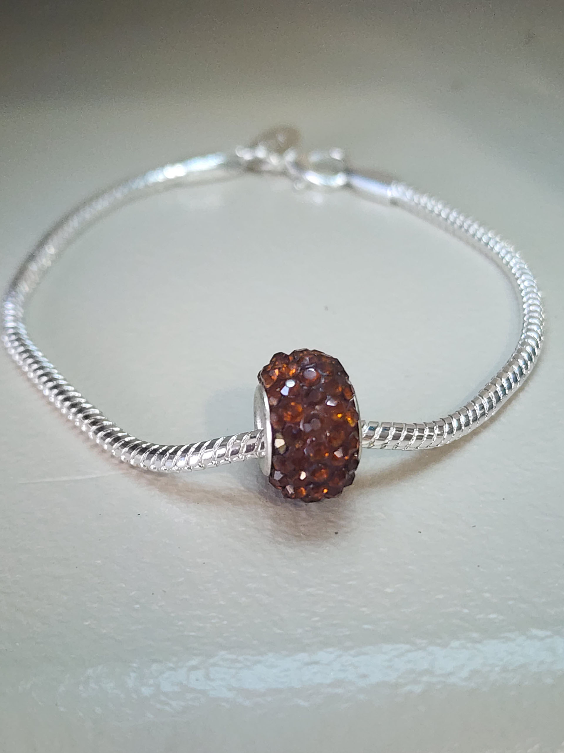 Coffee Big Bead Crystal Ball Bracelet - Chic & Charmed Boutique by Chanelle