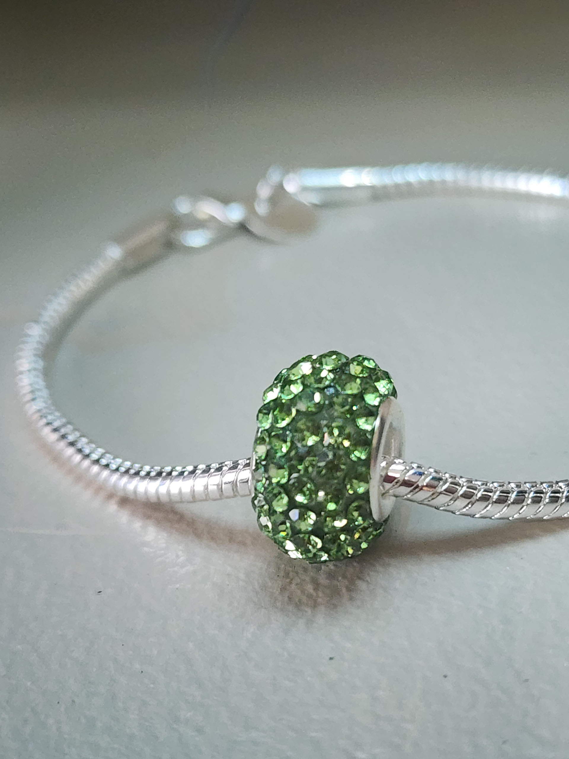Lime Green Big Bead Crystal Ball Bracelet - Chic & Charmed Boutique by ...