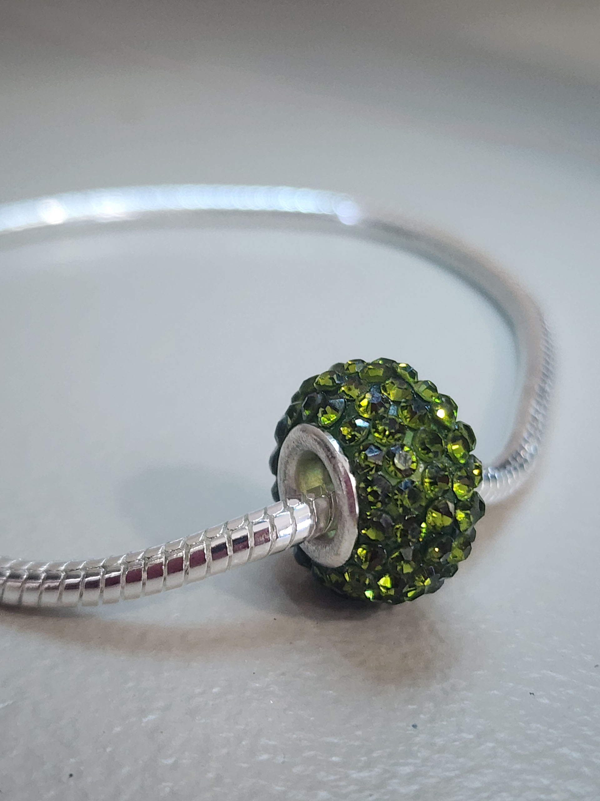 Olive Big Bead Crystal Ball Bracelet - Chic & Charmed Boutique by Chanelle