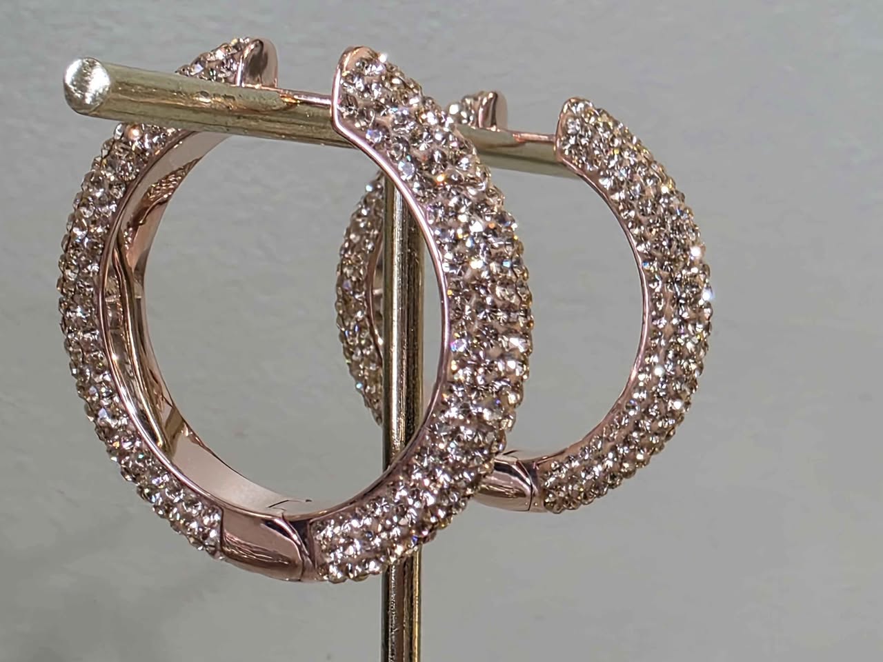 Champagne Large (35mm) Crystal Ball Hoops - Chic & Charmed Boutique by ...